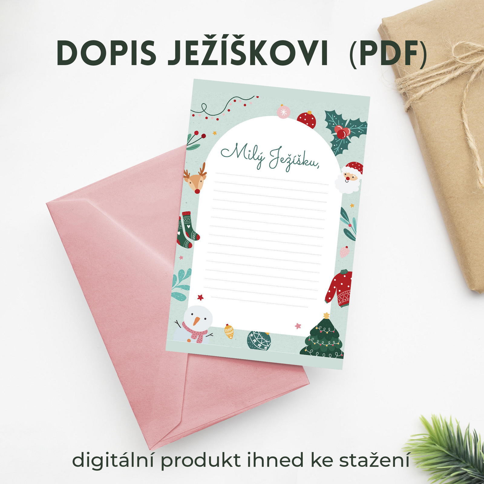 Dopis Ježíškovi zelený k tisku (PDF) / od HexTreeStudio | Fler.cz
