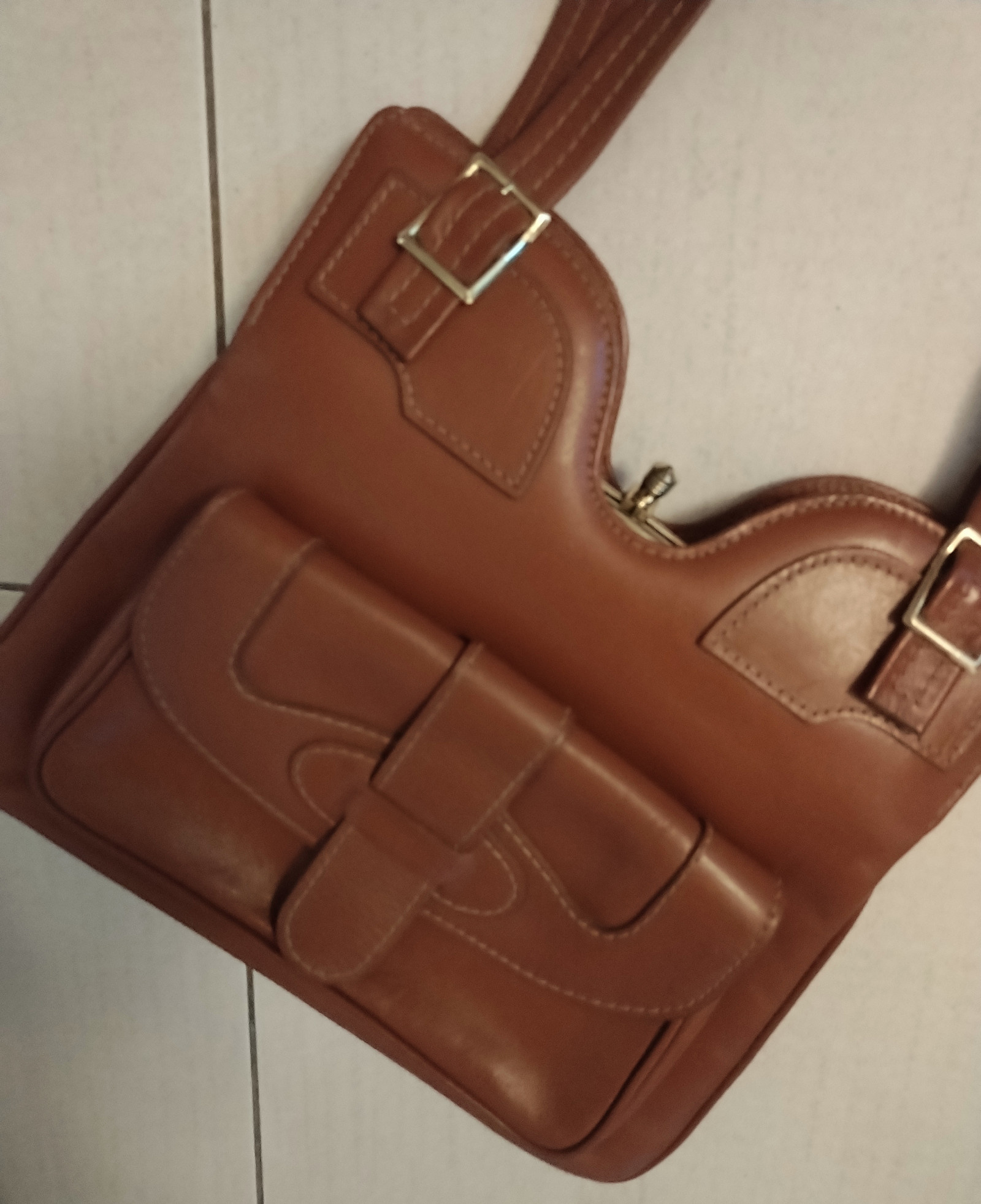 Kabelky a tašky dámské okrové Kožená kabelka z roku 1978 / od A.krimk.A ...