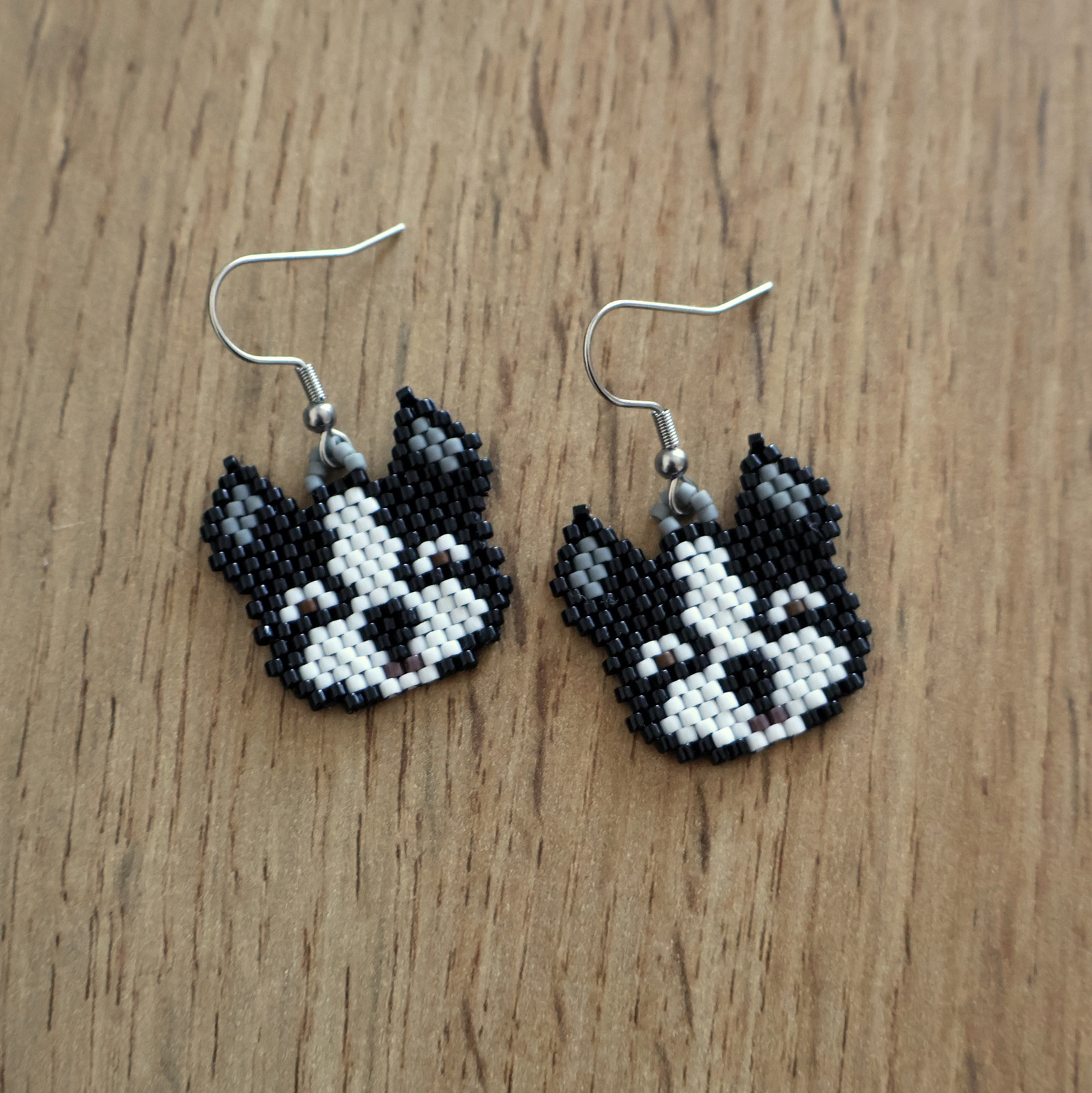 Náušnice visací černobílé Bostonci / od astulinka | Fler.cz