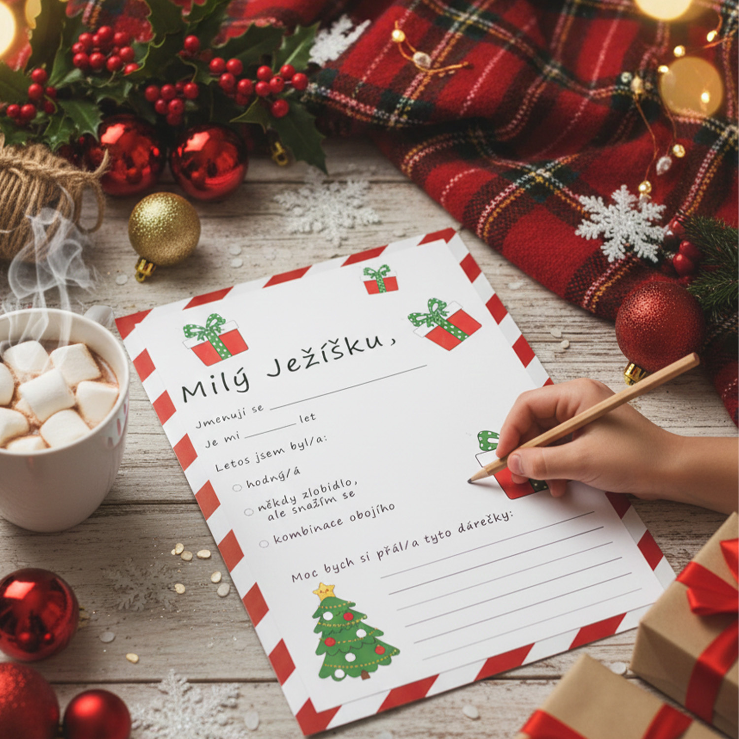 Přání červené Dopis Ježíškovi/pro Ježíška – k tisku (PDF) / od DamiLo ...