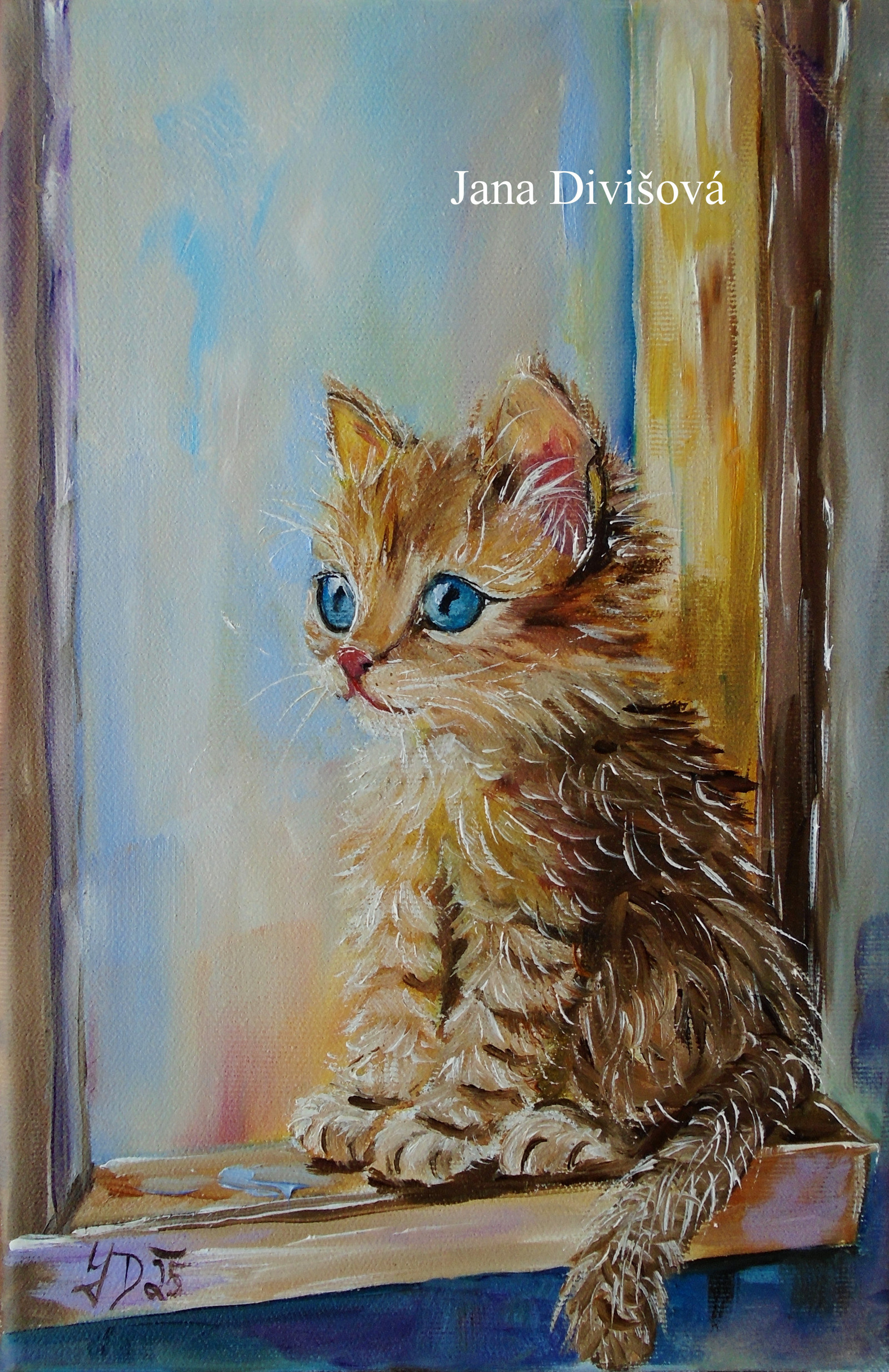 Tisk Kočka modroočka - autorská reprodukce / od Jana Divišová - Kukiny ...