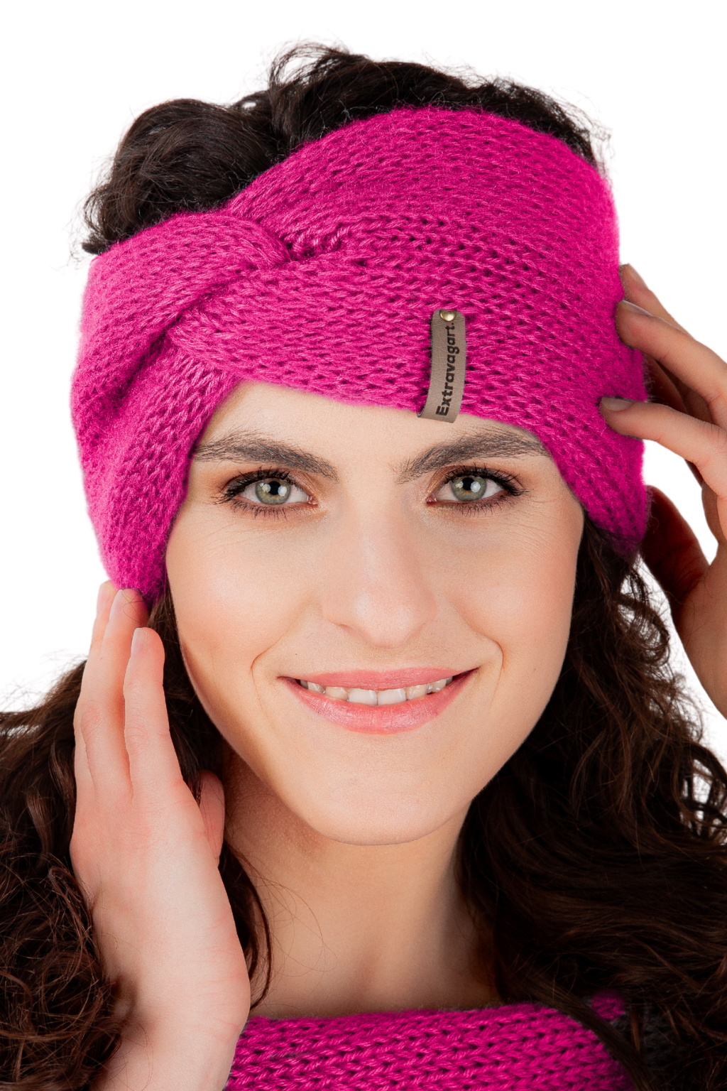 Růžová Pletená zimní čelenka TWIST - hot pink / od EXTRAVAGART | Fler.cz