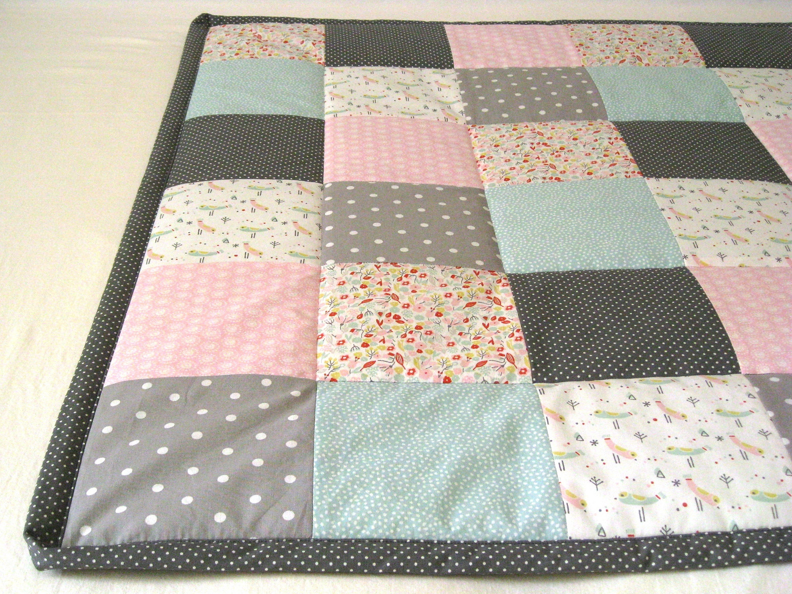 PATCHWORK dětská deka 95x95+minky mentol / od Lenka Kučerová | Fler.cz