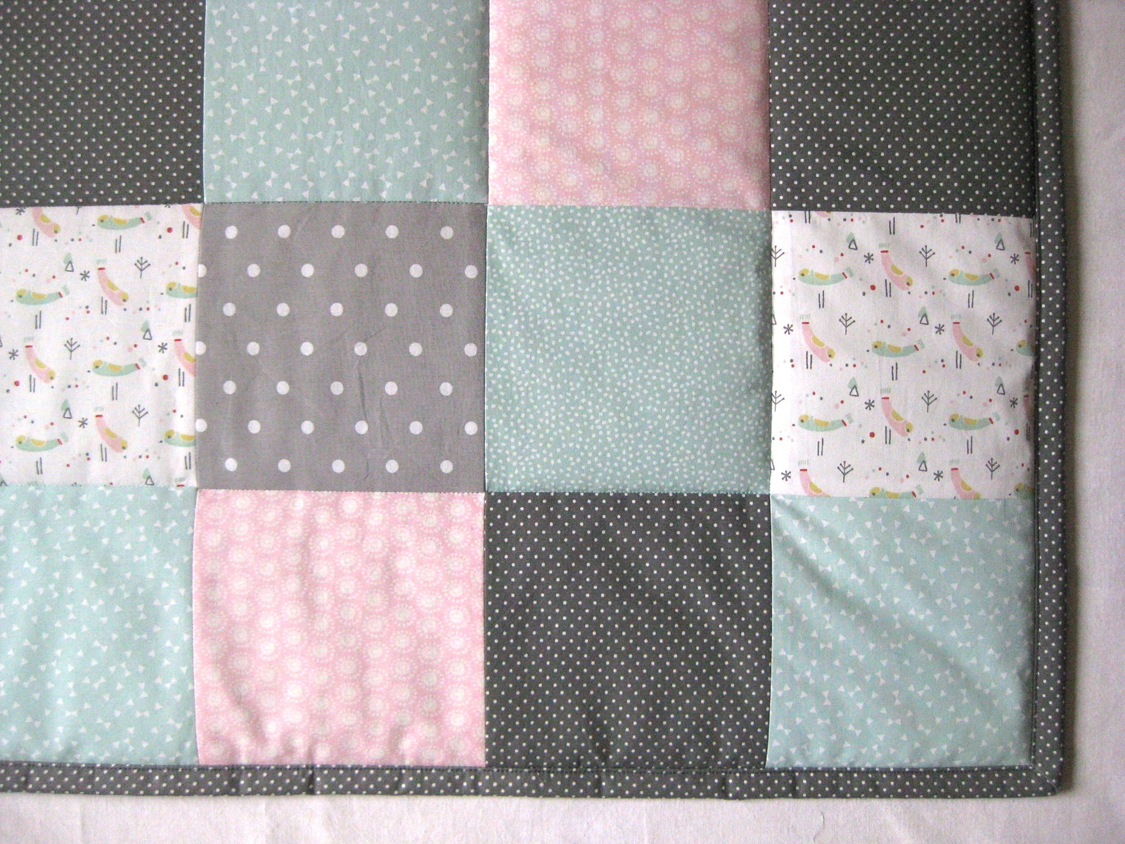 PATCHWORK dětská deka 95x95+minky mentol / od Lenka Kučerová | Fler.cz