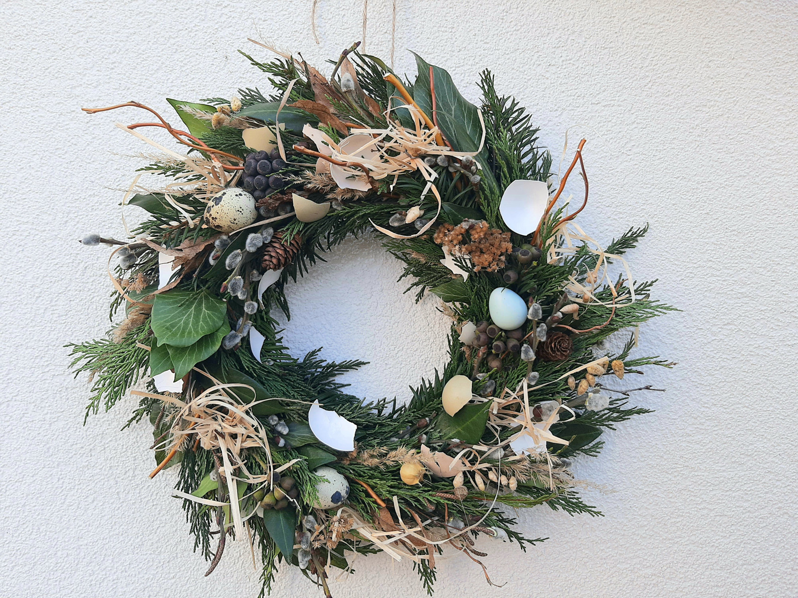 Zelený JARNÍ VĚNEC - PŘÍRODNÍ VAJCOVÝ Průměr 35cm / od balkonikaflowers ...