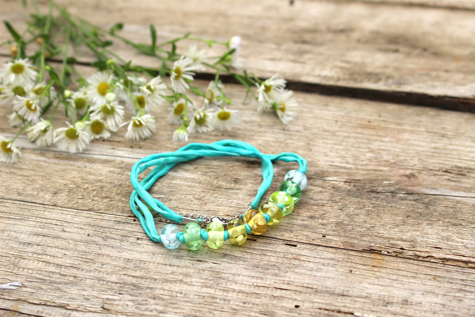 Náhrdelník tyrkysový Letní ráno / od TEJI glass | Fler.cz