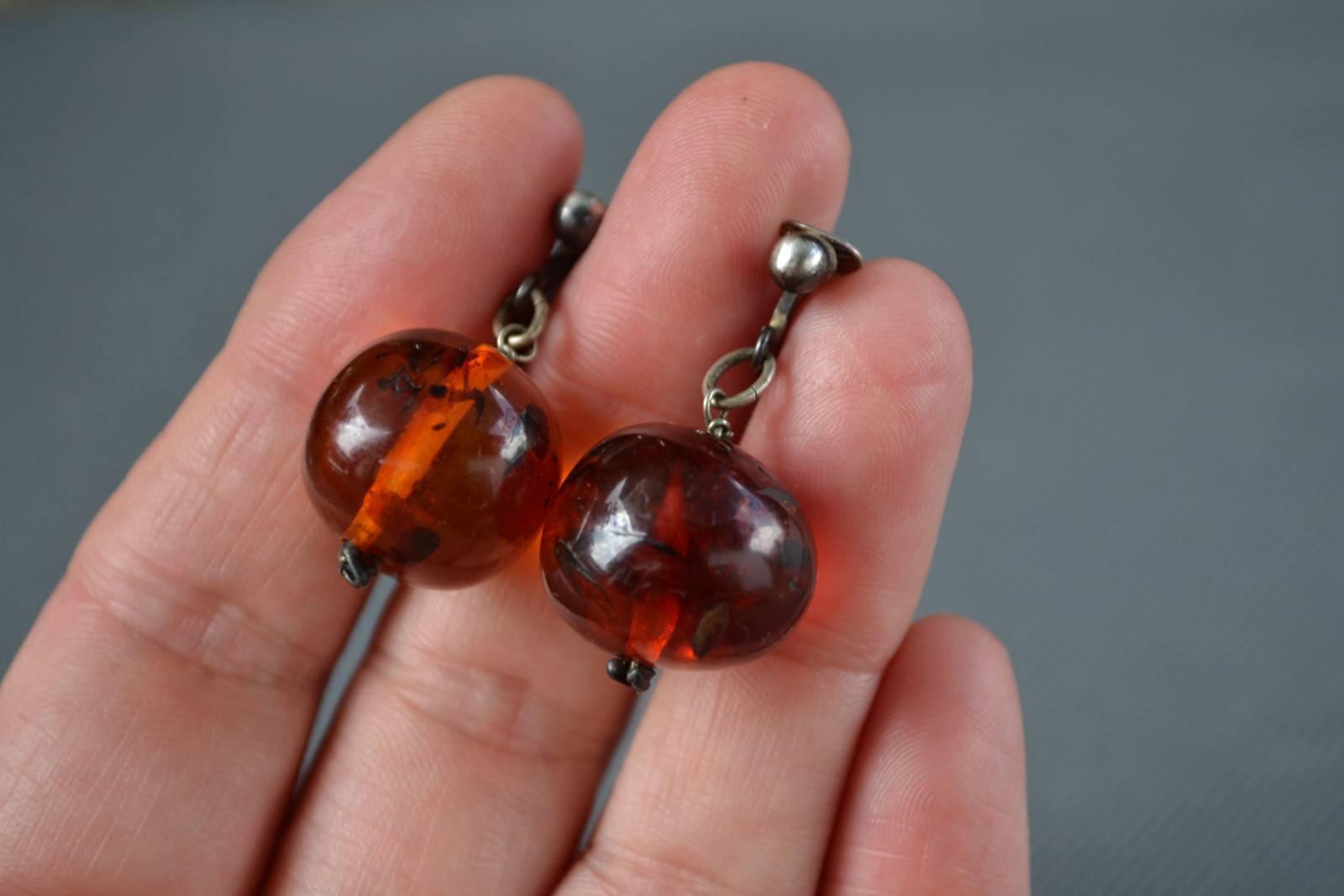 Šperky dámské rezavé Podzimní plody - náušnice s jantary / od ...