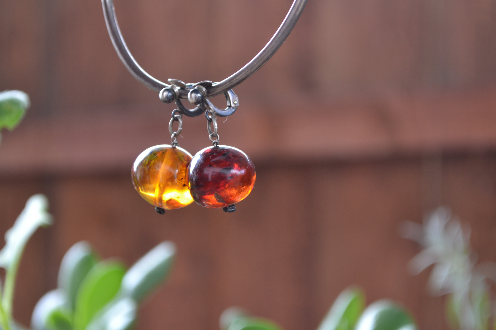 Šperky dámské rezavé Podzimní plody - náušnice s jantary / od ...