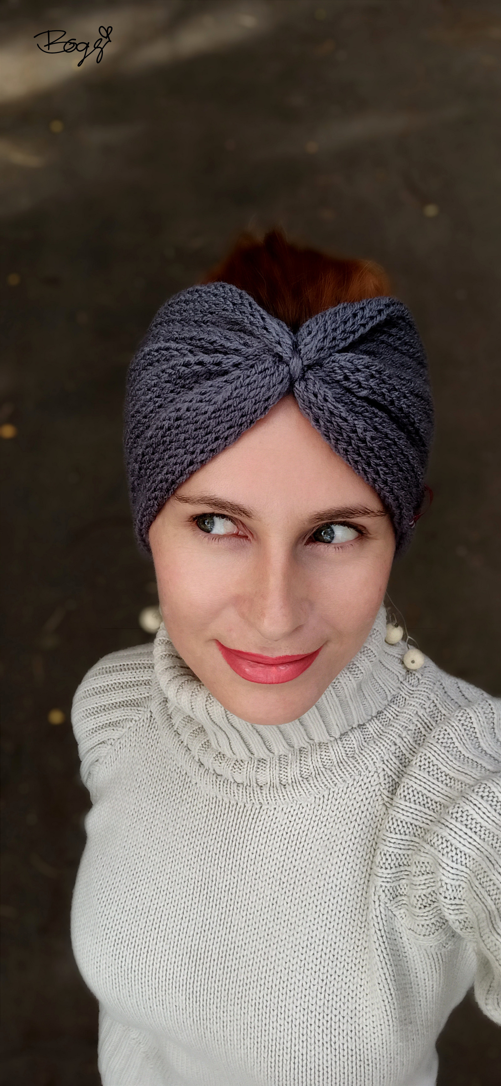 Antracitová teplá široká tmavě šedá čelenka, 51-53/54cm / od BOGY ...
