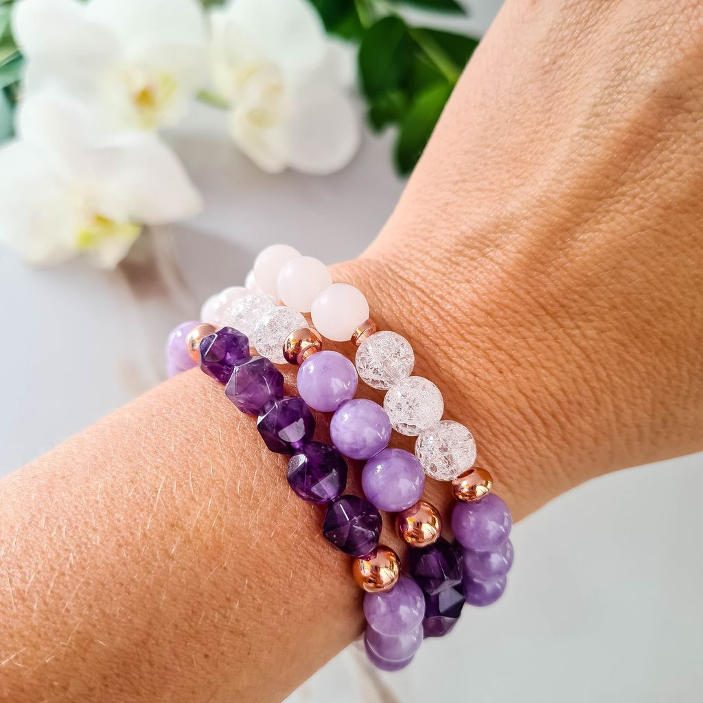 Fialový Náramek Violeta Rose Gold Náramek z minerálů Violeta / od ...