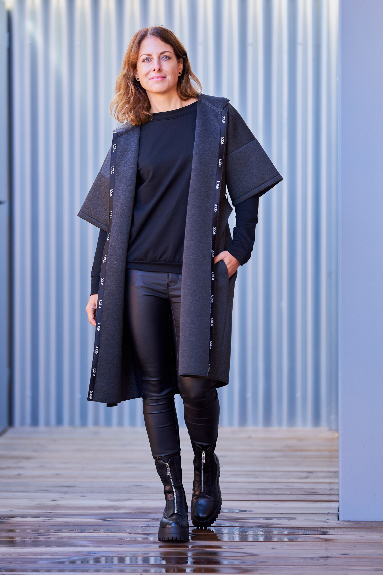 Kabát dámský antracitový C97 NEO kimono / od TATE | Fler.cz