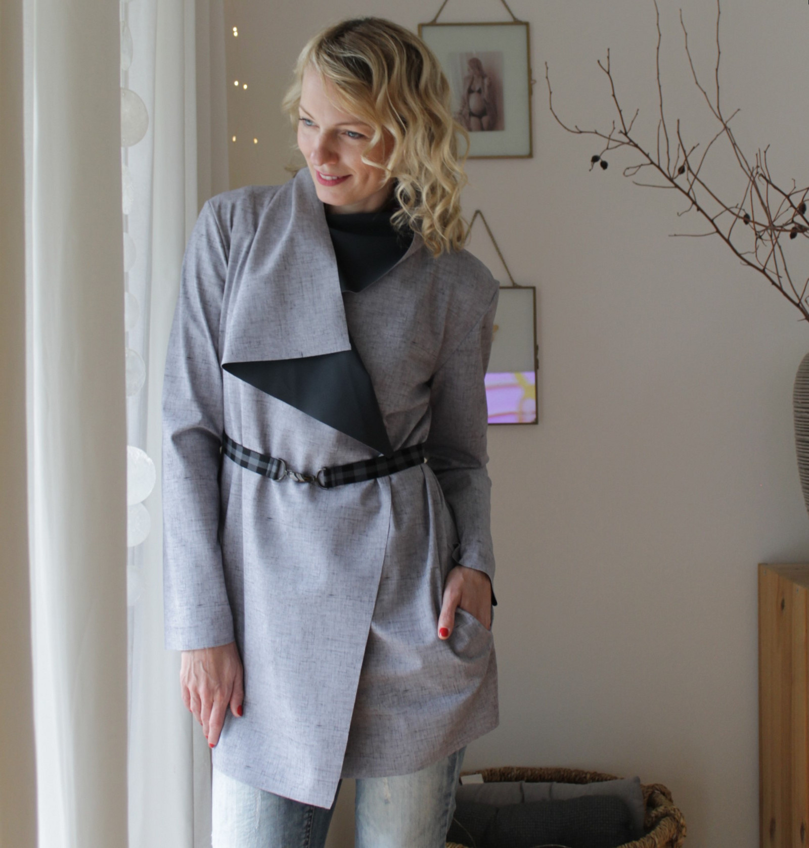 Kabát šedý . zen coat . neopren / od oi-io | Fler.cz