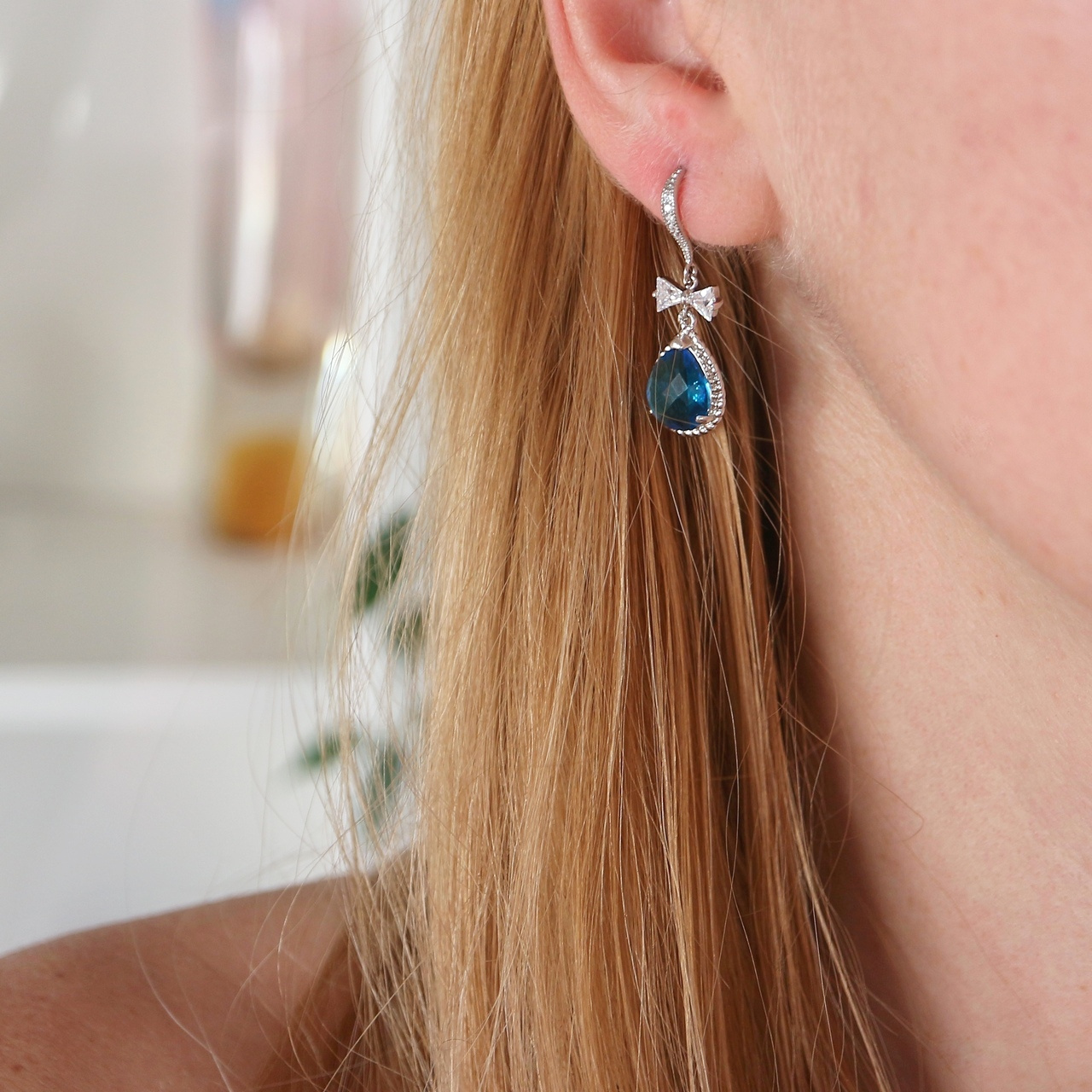 Dámské modré Zirkonové Náušnice S Capri Blue Kapkami / od sofie jewelry ...