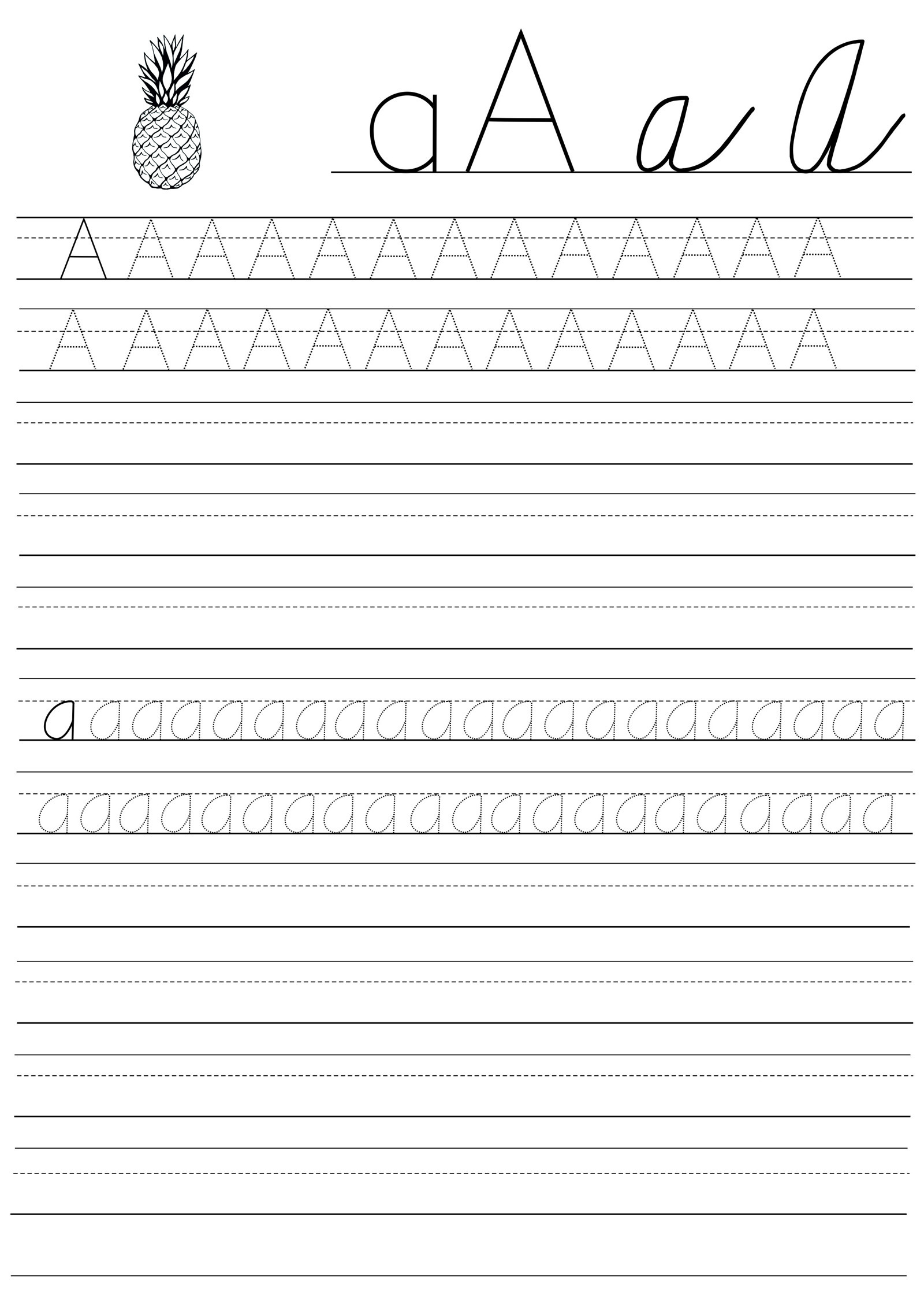 Pracovní list černobílý Písanka - tiskací písmena / od Hračky od srdce ...