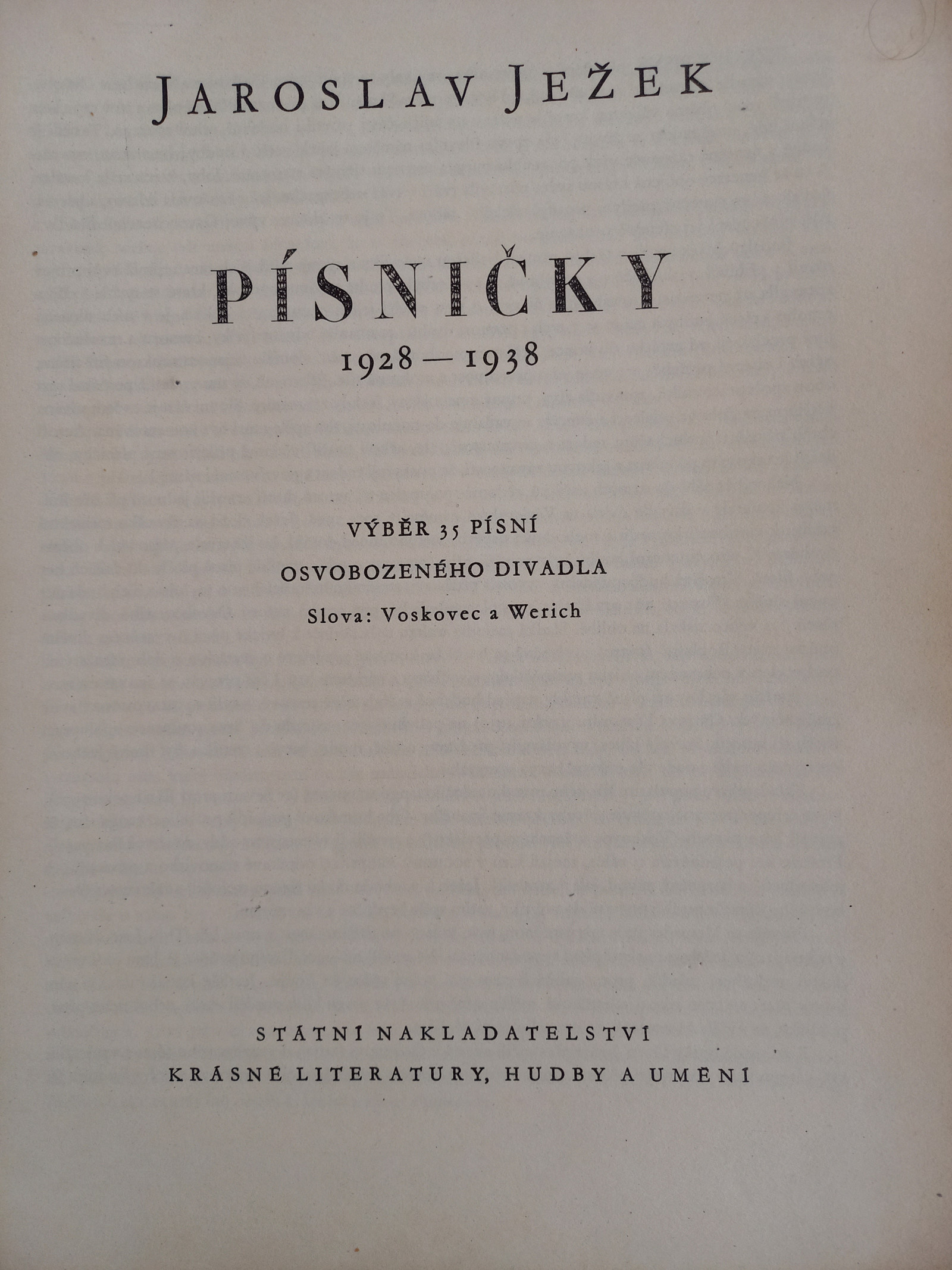 Noty bílé Jaroslav Ježek Písničky 1928-1938 / od helemese | Fler.cz