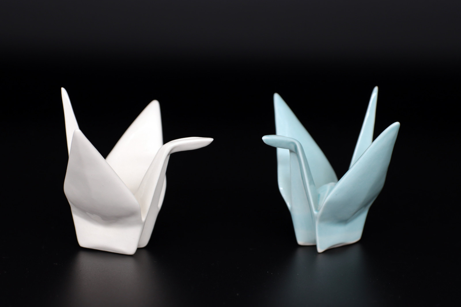 Dekorace bílá Volně stojící origami jeřáb z porcelánu / od Vzpomínky na ...