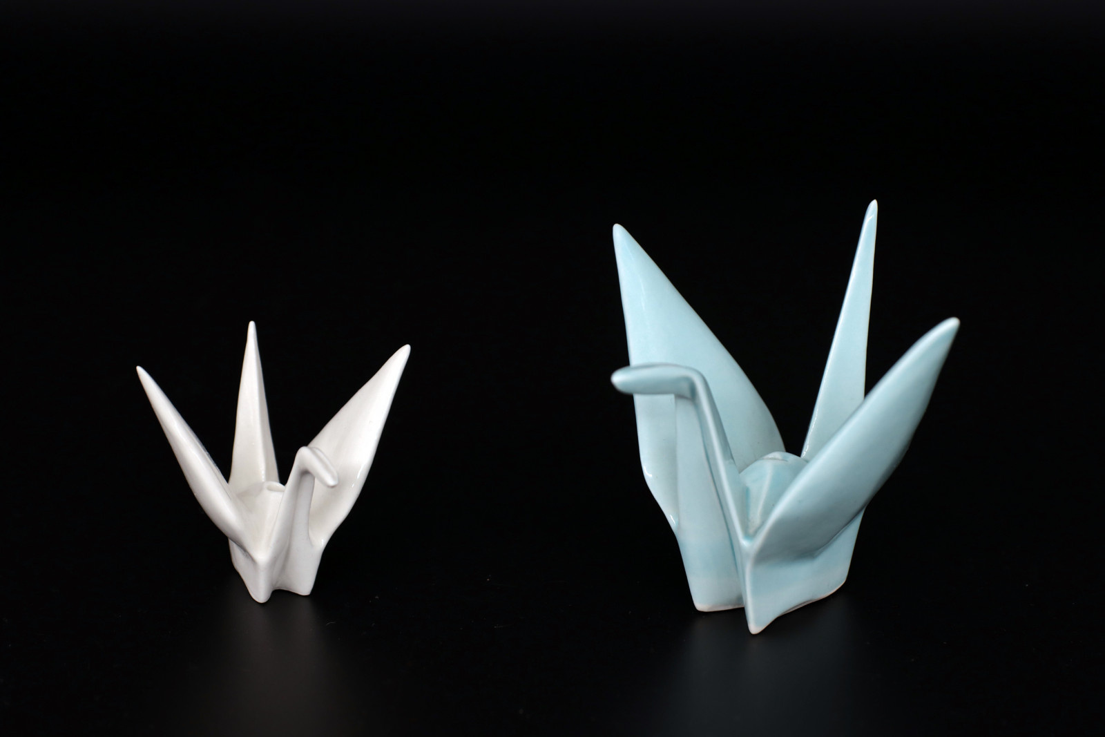 Dekorace bílá Volně stojící origami jeřáb z porcelánu velký, bílý / od ...