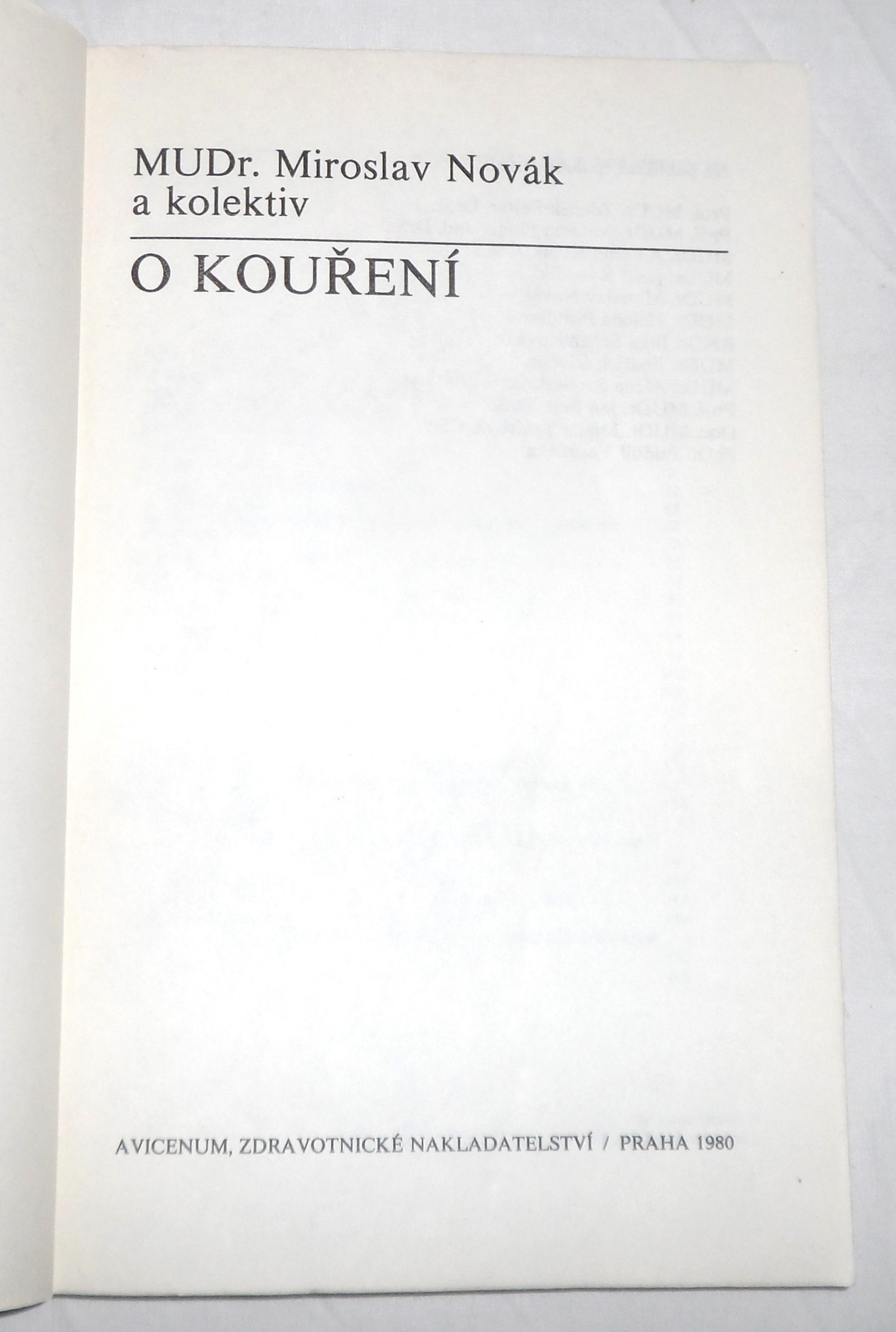 Kniha Miroslav Novák: O KOUŘENÍ, 1980 / od Cusco | Fler.cz
