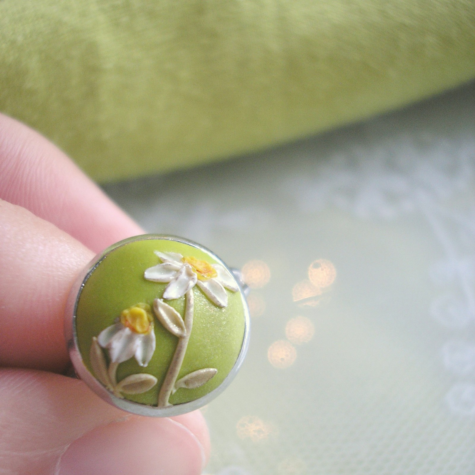 Bílý Prstýnek Flower Button - Matricaria / od Mauréta | Fler.cz