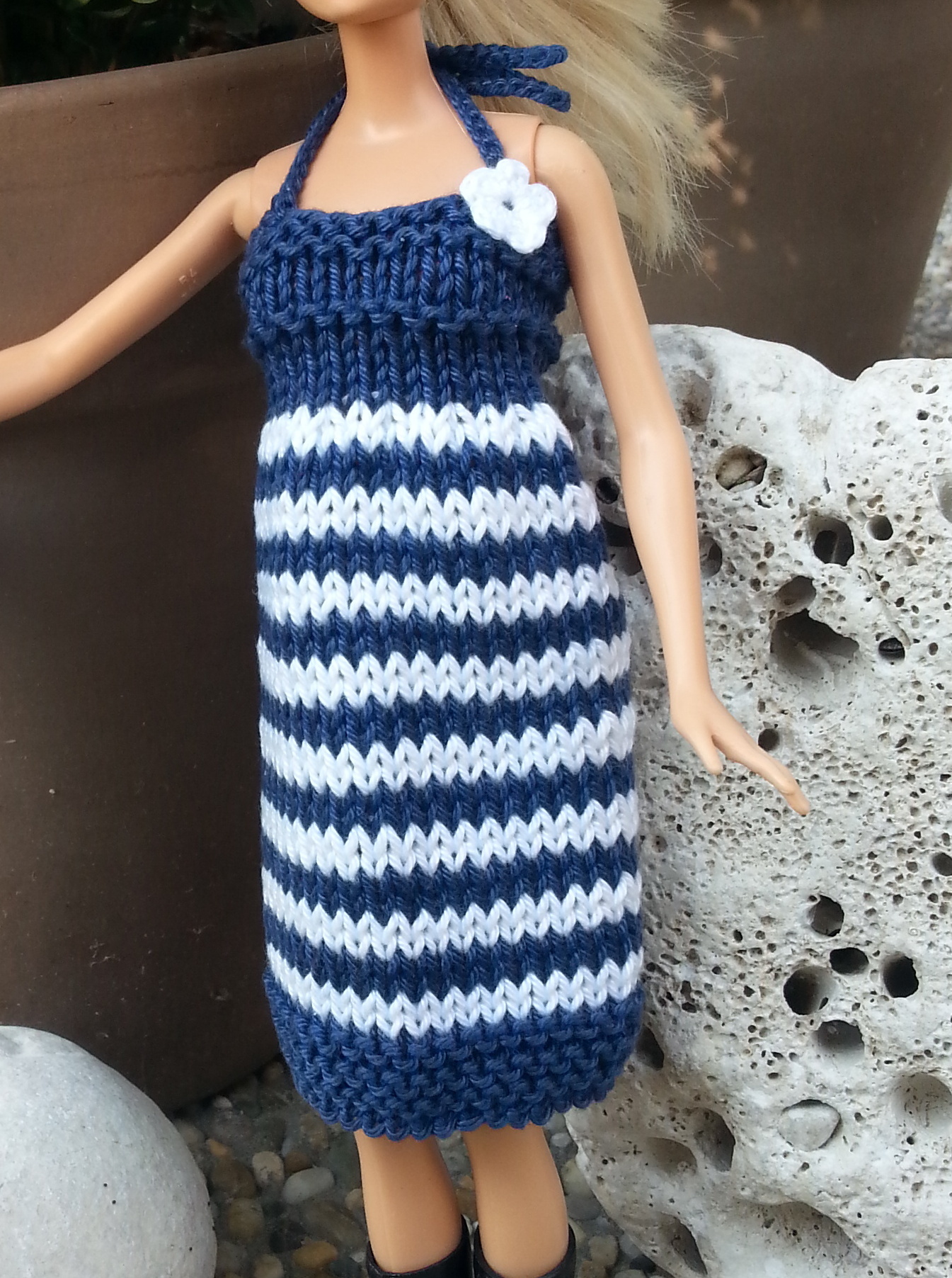 Bílé Modro-bílé šaty + kabelka pro Barbie / od gabriella3 | Fler.cz