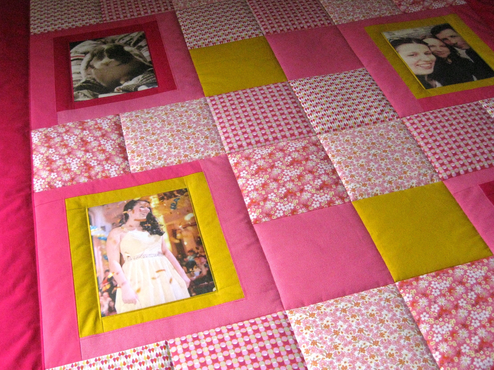 Přehoz růžový PATCHWORK deka dívčí se 6 fotografiemi 140x200cm / od ...