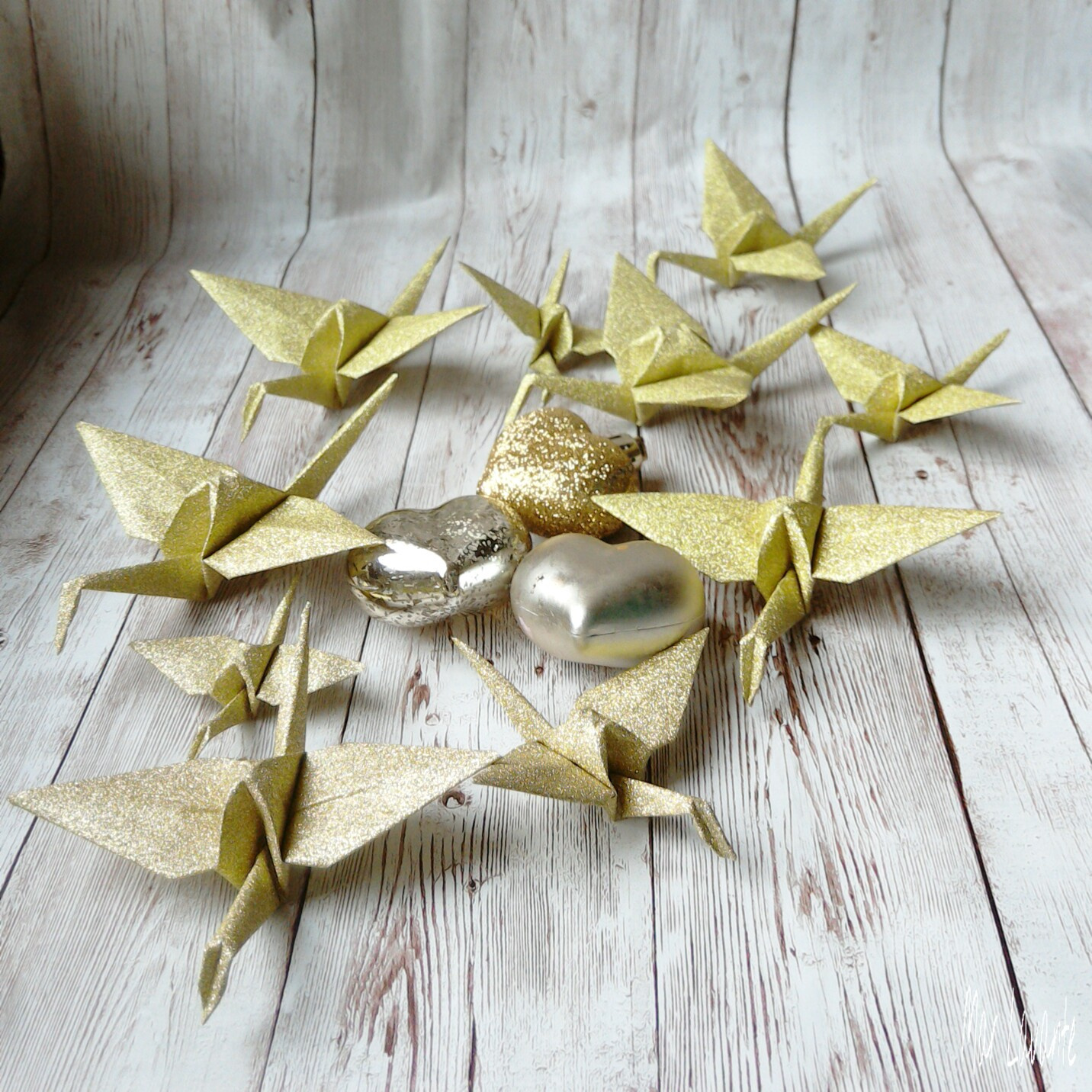 Béžová Vánoční ozdoby origami jeřáb, zlaté, 10 kusů / od Mar Lavante ...
