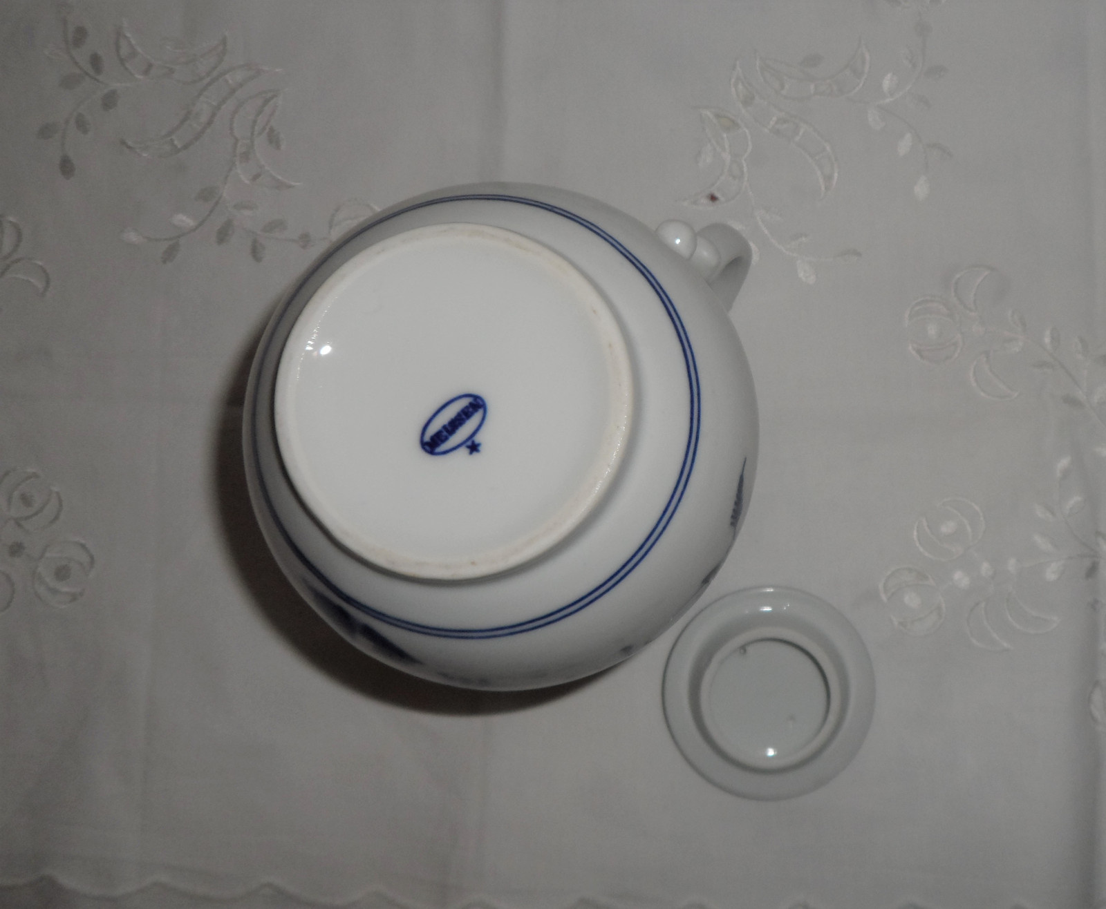 Námořnická modrý Starožitná porcelán KONVICE zn. Meissen E.Teichert ...