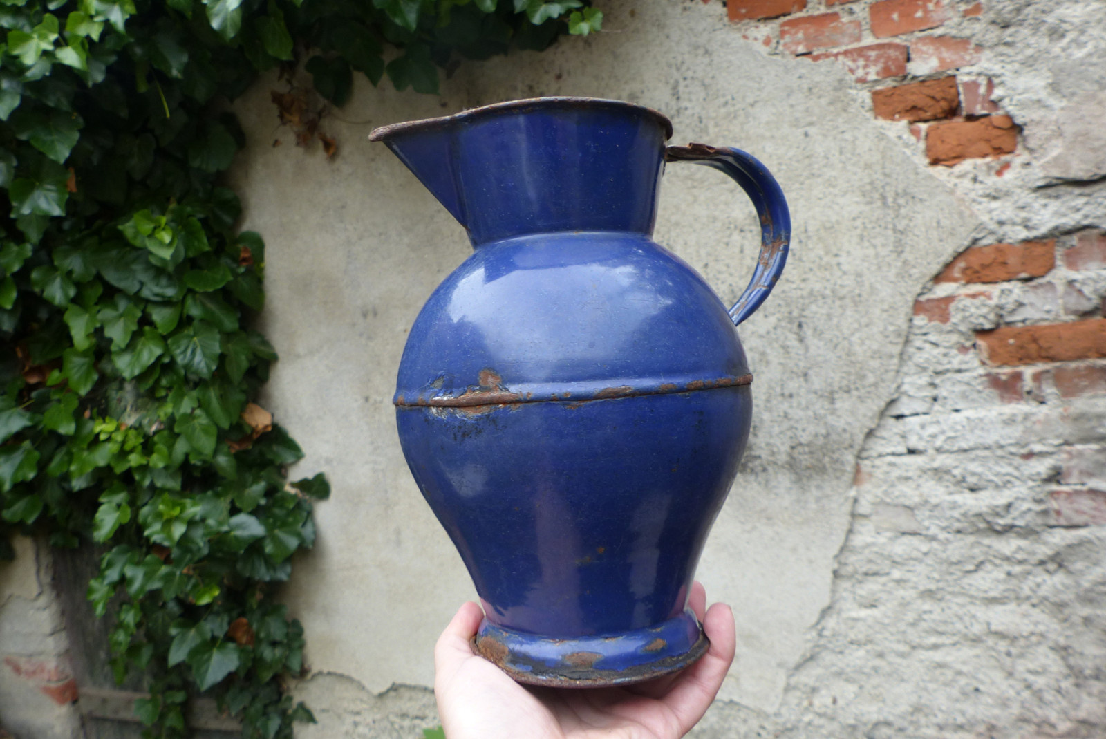 Na vodu...smaltovaný džbán, konvice, modrý smalt / od návraty | Fler.cz