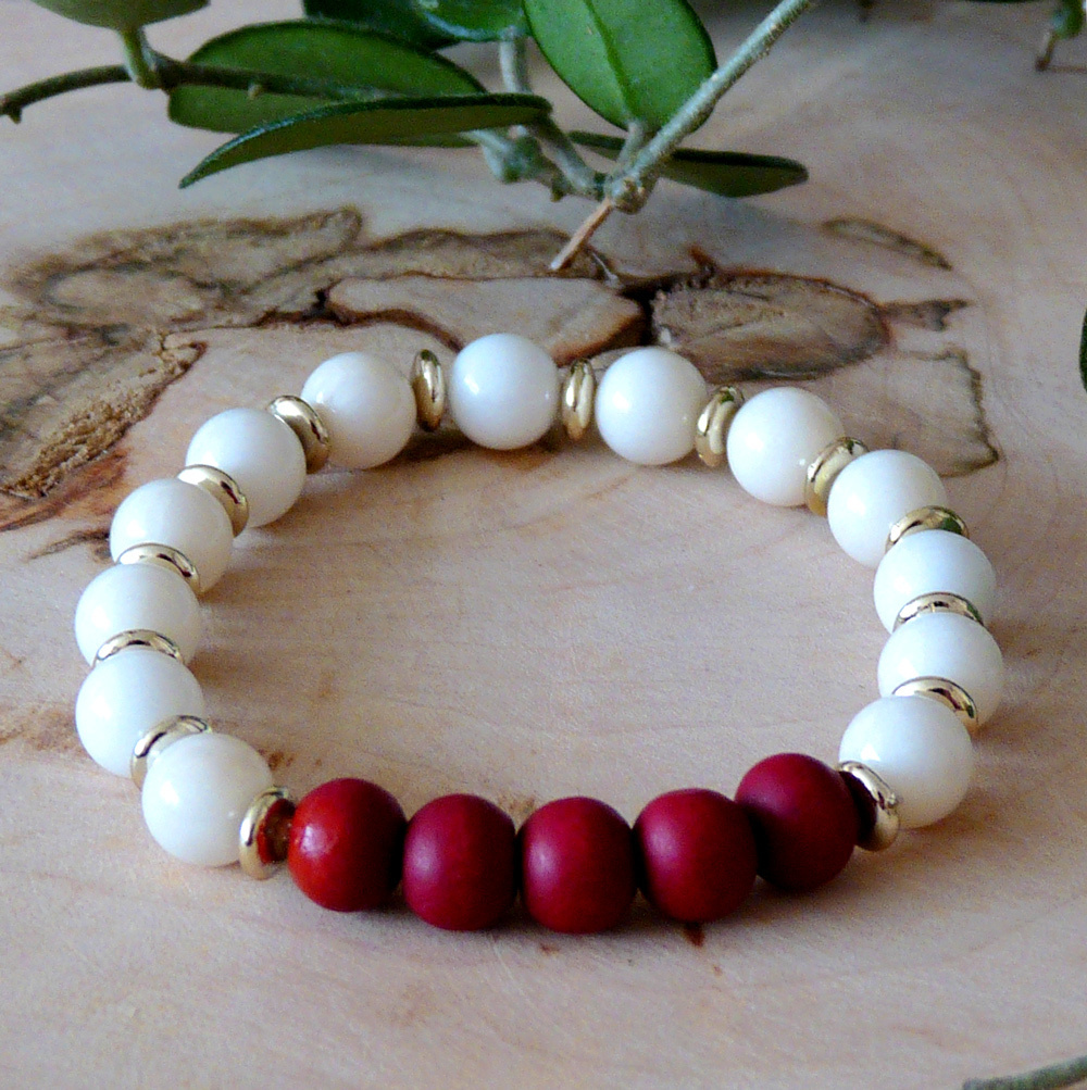 Dámský slonová kost Náramek s kapkou vínové (perleť) / od paraplicko-01 ...