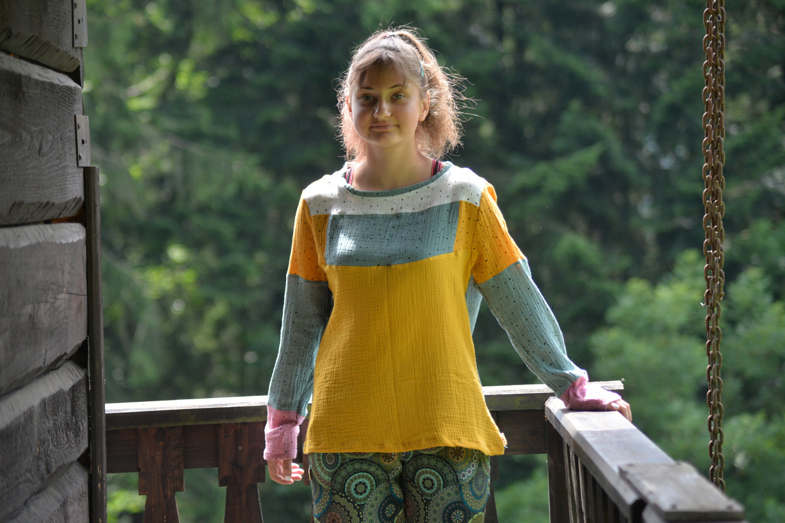 Halenka dlouhý rukáv dámská hořčicová Mušelínová halena na léto ...