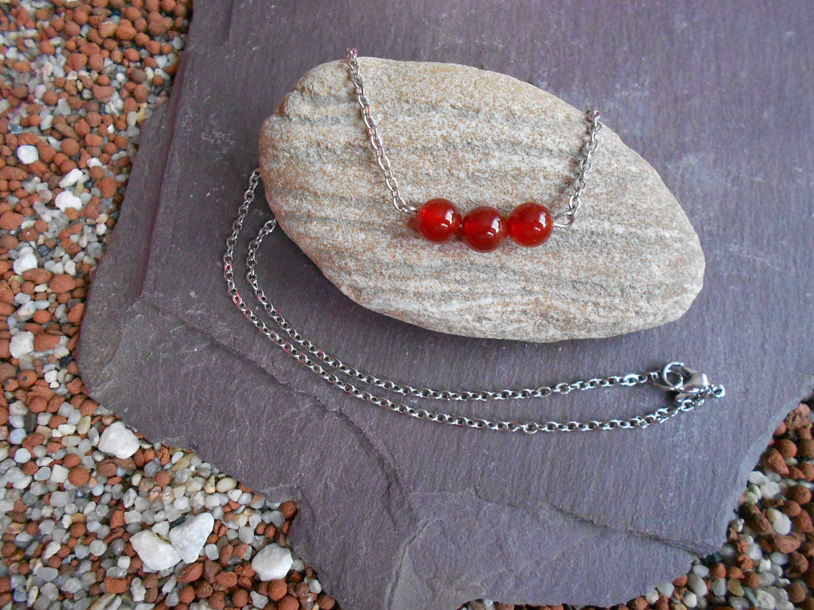 Dámský červený náhrdelník chir. ocel - karneol / od tyrkys7 foto | Fler.cz