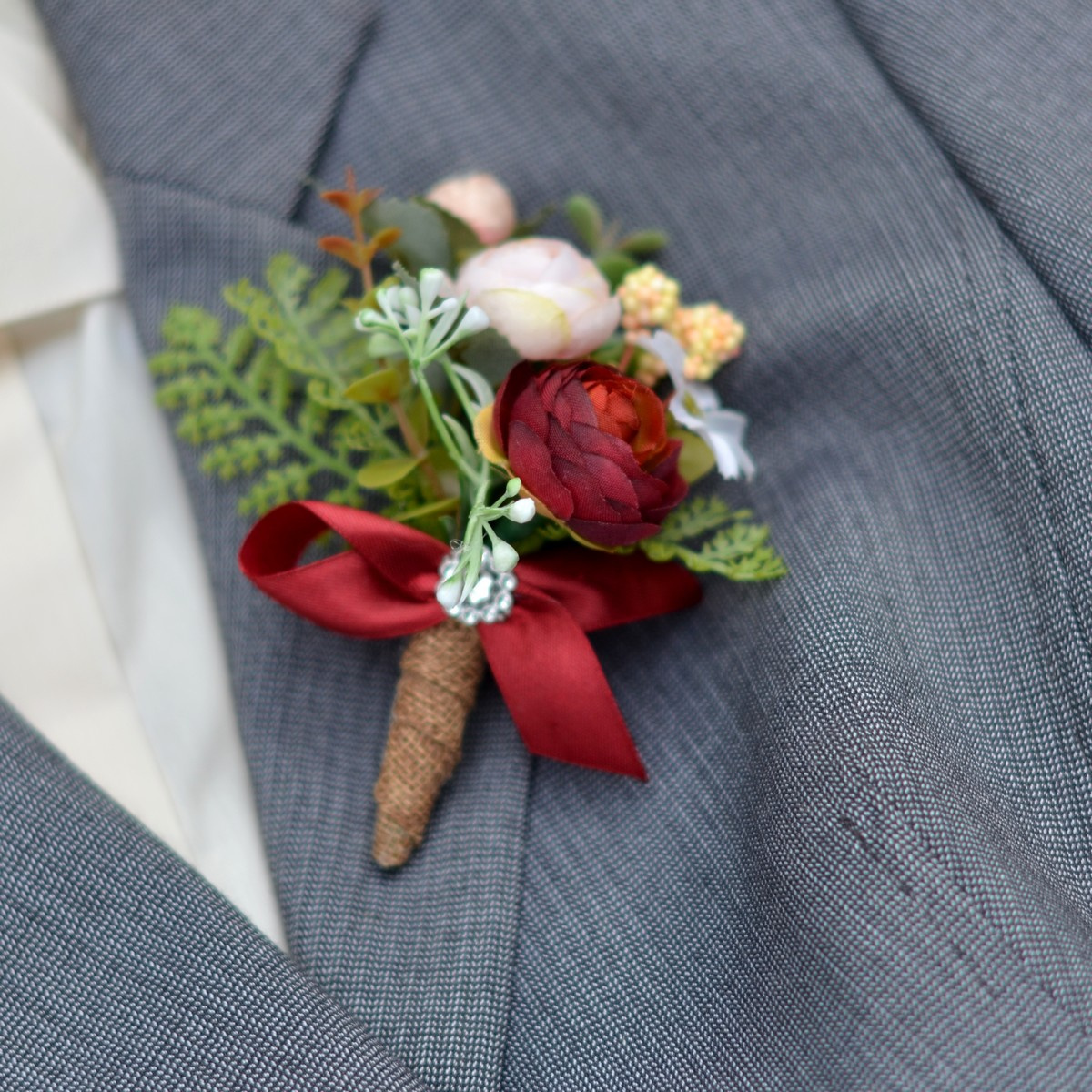 Vínová Svatební kytice Reina a korsáž / od kultdesign | Fler.cz