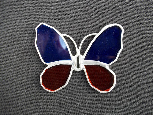 Sklo vícebarevné Skleněná vitráž - motýl - výprodej / od Věci-ktere mám ...