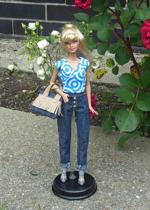 Bílé Outfit pro panenku Barbie (jeany, top, kabelka) / od Lucessita ...