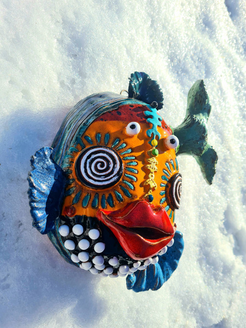 Socha oranžová RYBKA šamanka / od slavkaleon | Fler.cz