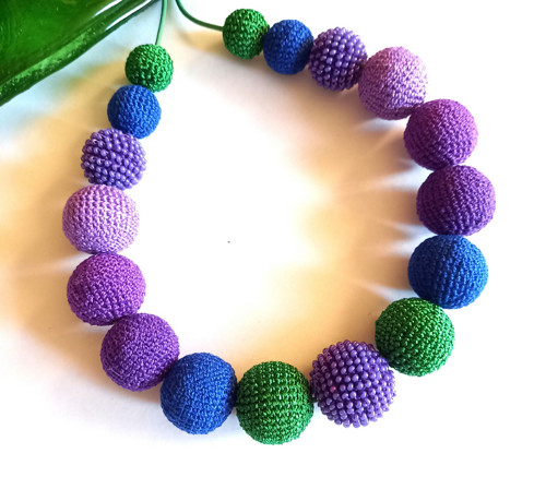 Dámský fialový Modrofialové - háčkované korále s rokailem / od Sun.Rise ...