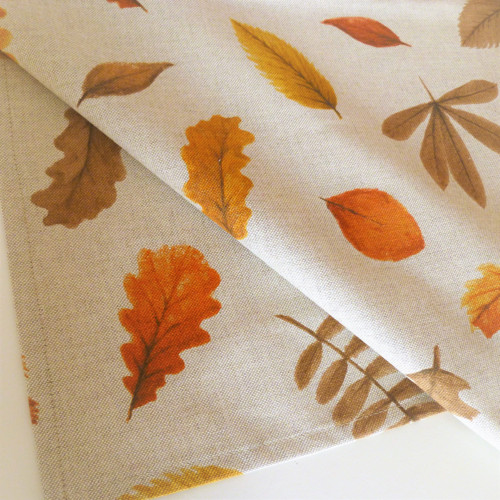 Béžový Čtvercový ubrus listy na režné 80x80 cm / od Lea.1 | Fler.cz