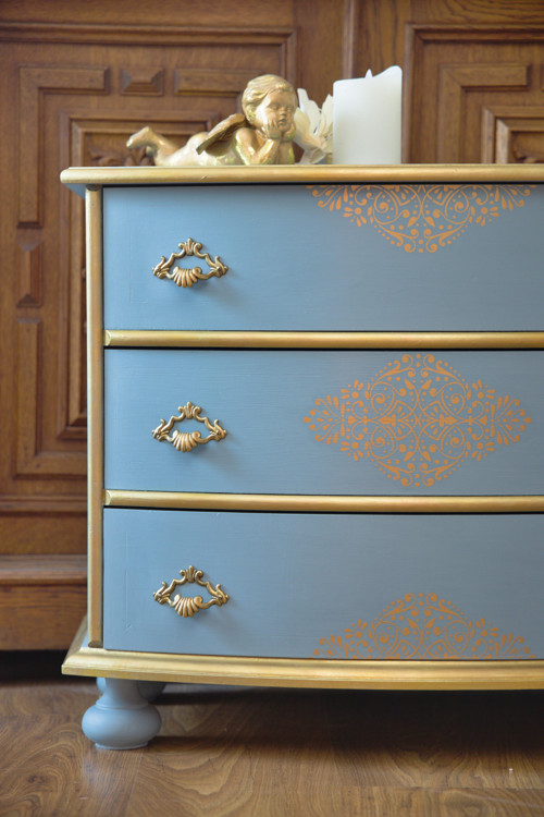 Modrá Komoda Gold damask and blue / od Macka R. | Fler.cz