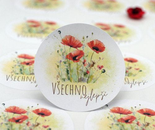 Samolepka červená Všechno nejlepší samolepky - 12 ks / od little flower ...