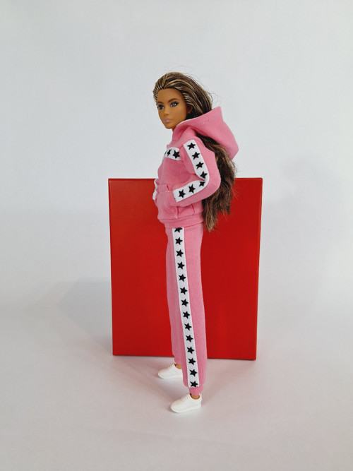 Oblečky pro panenky dětské růžové Barbie mikina klokanka s kapucí č-11 ...