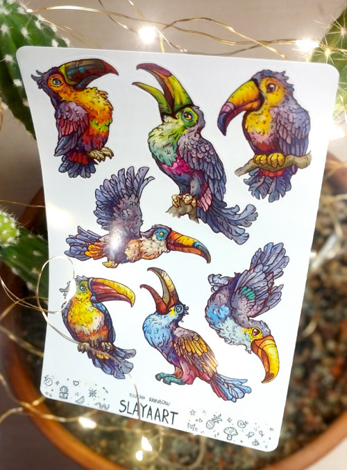 Samolepka do diáře vícebarevná Samolepky - Duhoví Tukani / od Slaya ...