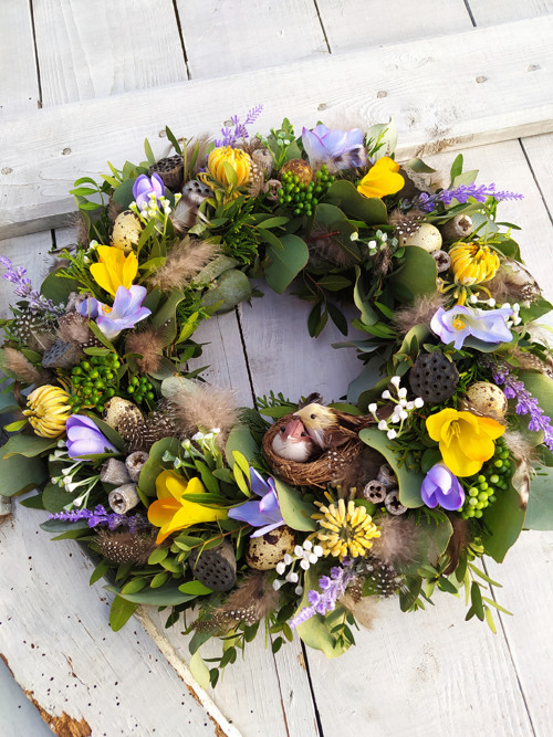 Žlutý Velikonoční, jarní věnec s eukalyptem PŘÍRODNÍ / od Katka ...
