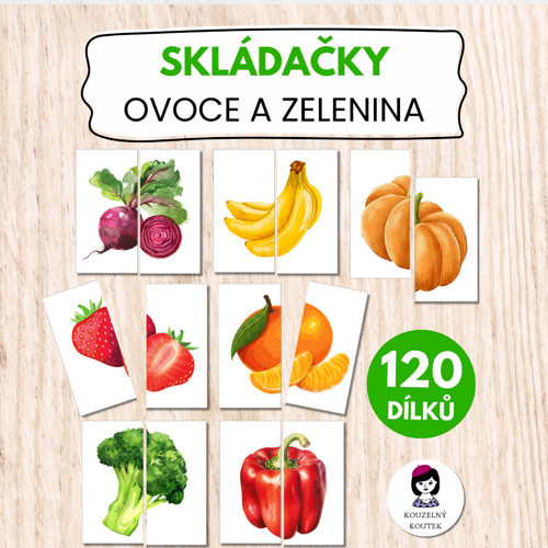 Pracovní list vícebarevný Velká sada - ovoce a zelenina, třídění ...