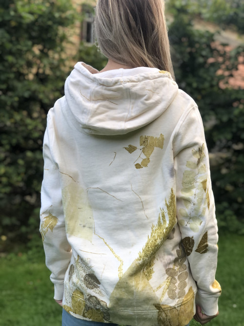 Dámská slonová kost Mikina s přírodním potiskem listů - tráva / od ...